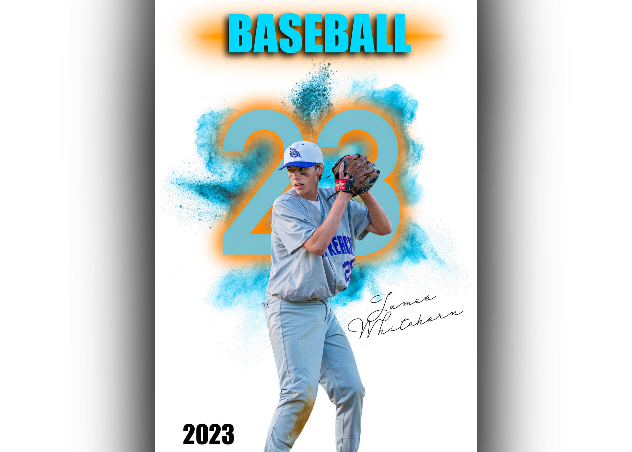 Baseball Sports Poster Template for Photoshop, Baseball Digital ...