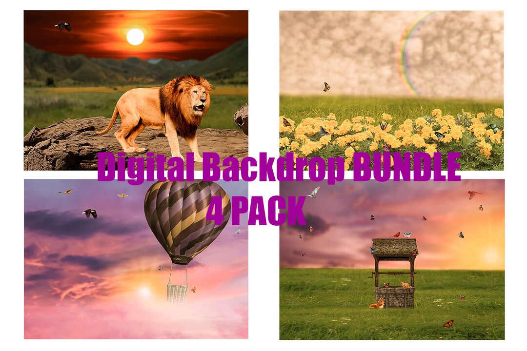 Childrens Digital Backdrop 4 Pack Kids Digital Backgrounds - Etsy