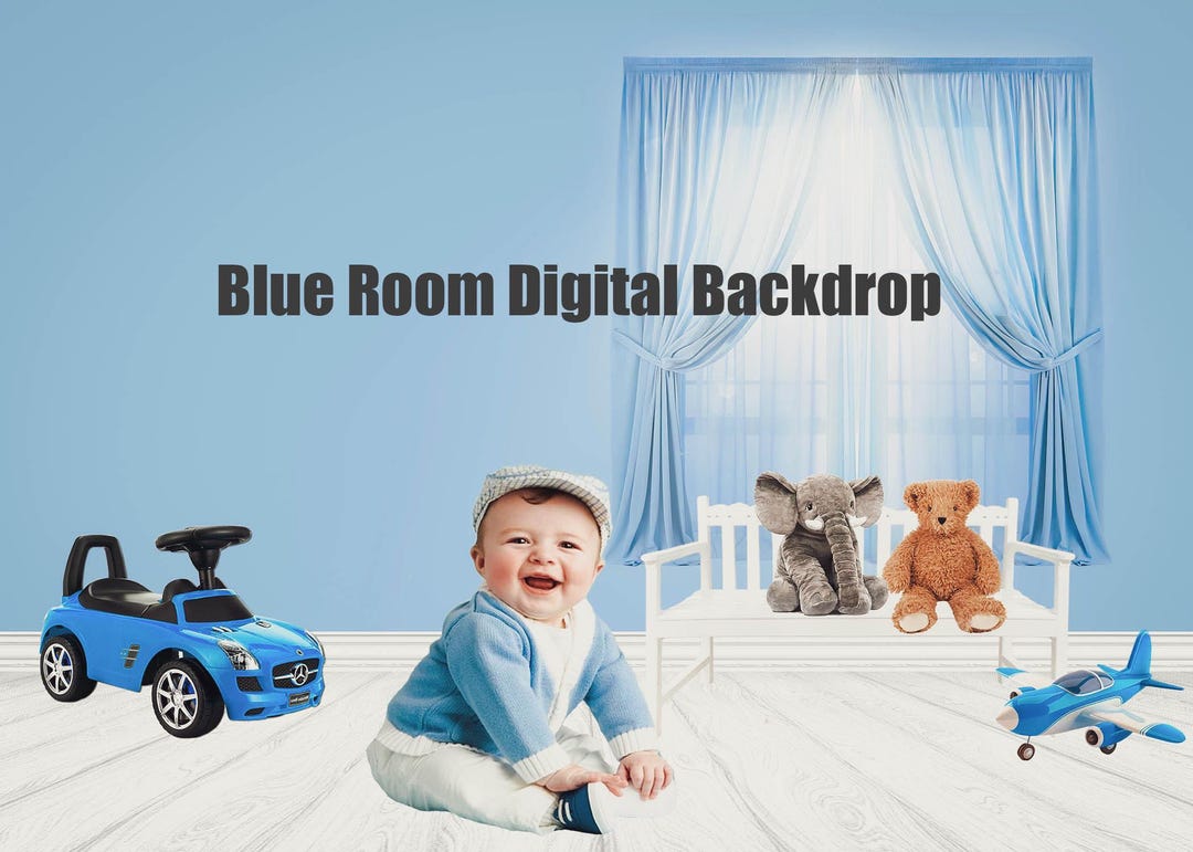 Blue Digital Backdrop, Boys Room Digital Backdrop, Kid Digital ...
