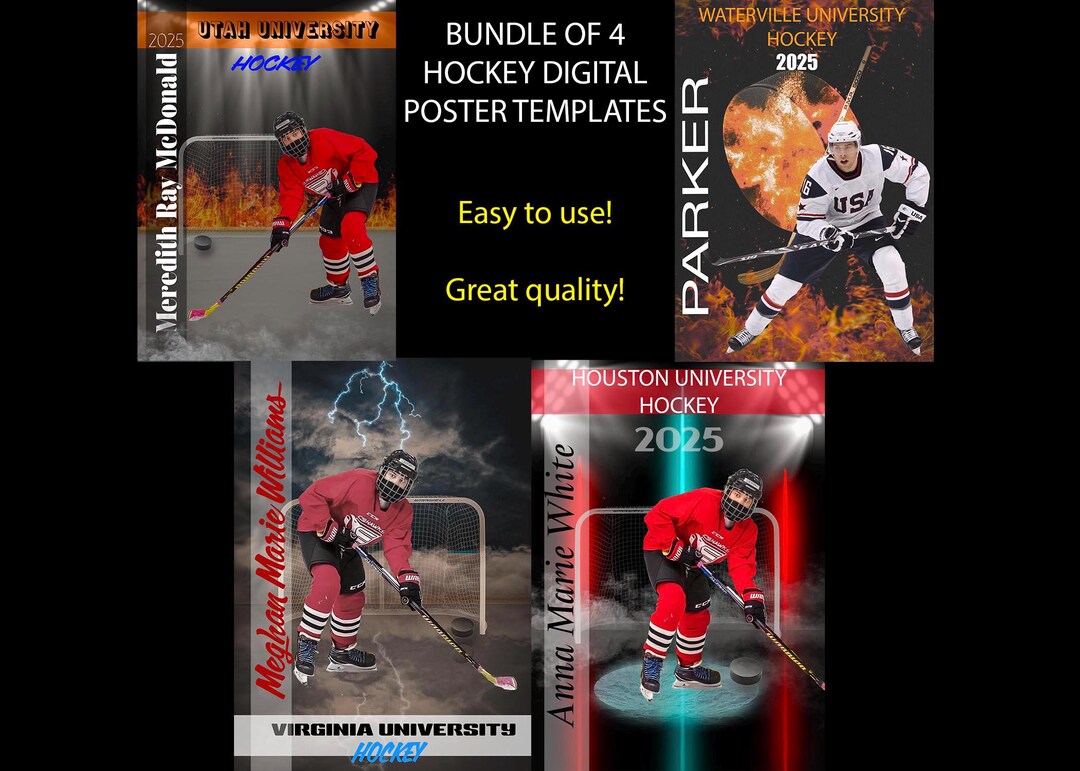 Digital Hockey Poster Templates, Hockey Digital Backdrop, Digital ...