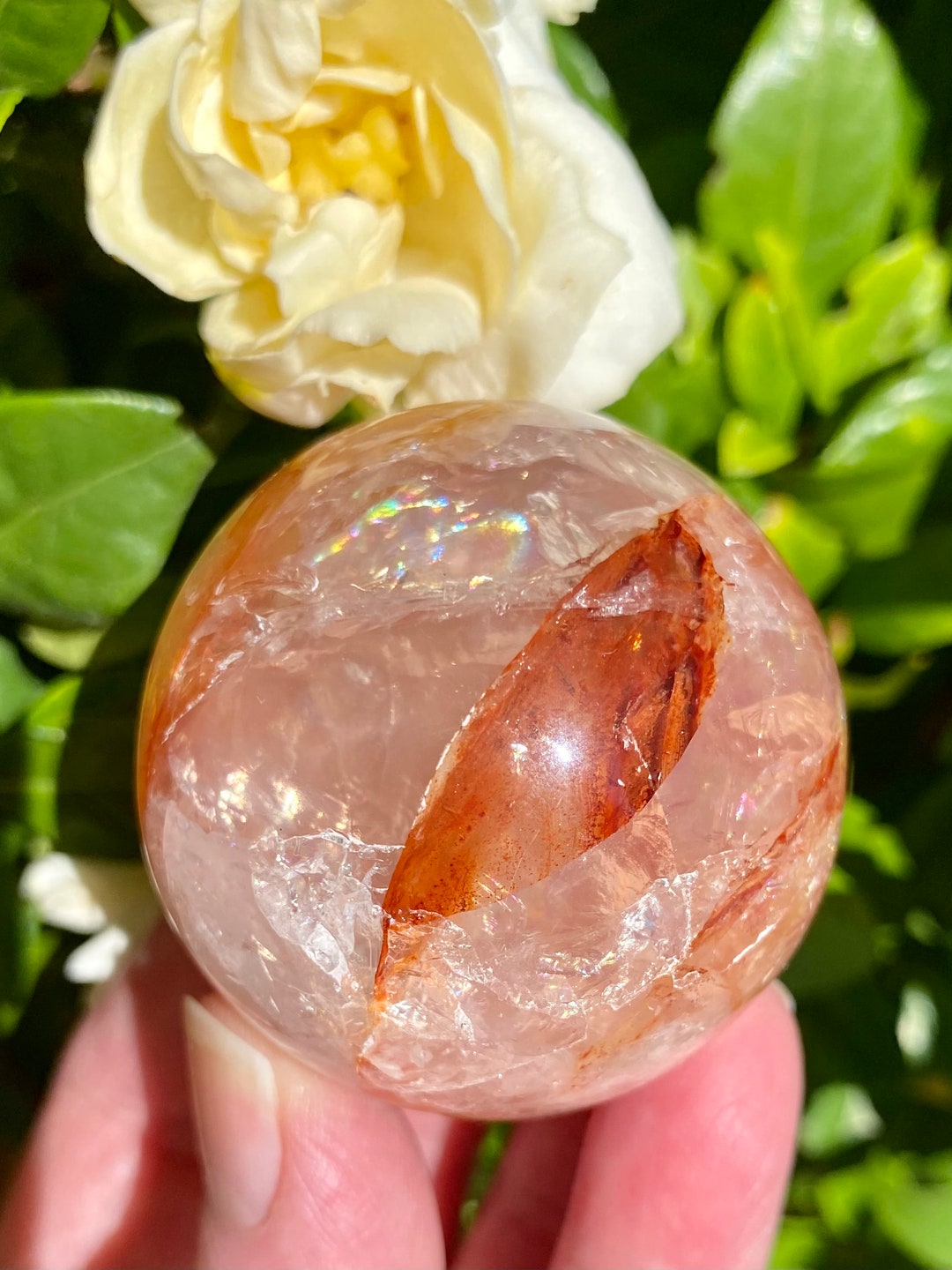 Fire Quartz Sphere, Hematoid Quartz, High Quality With Rainbows, Manifestation,passion,root ...