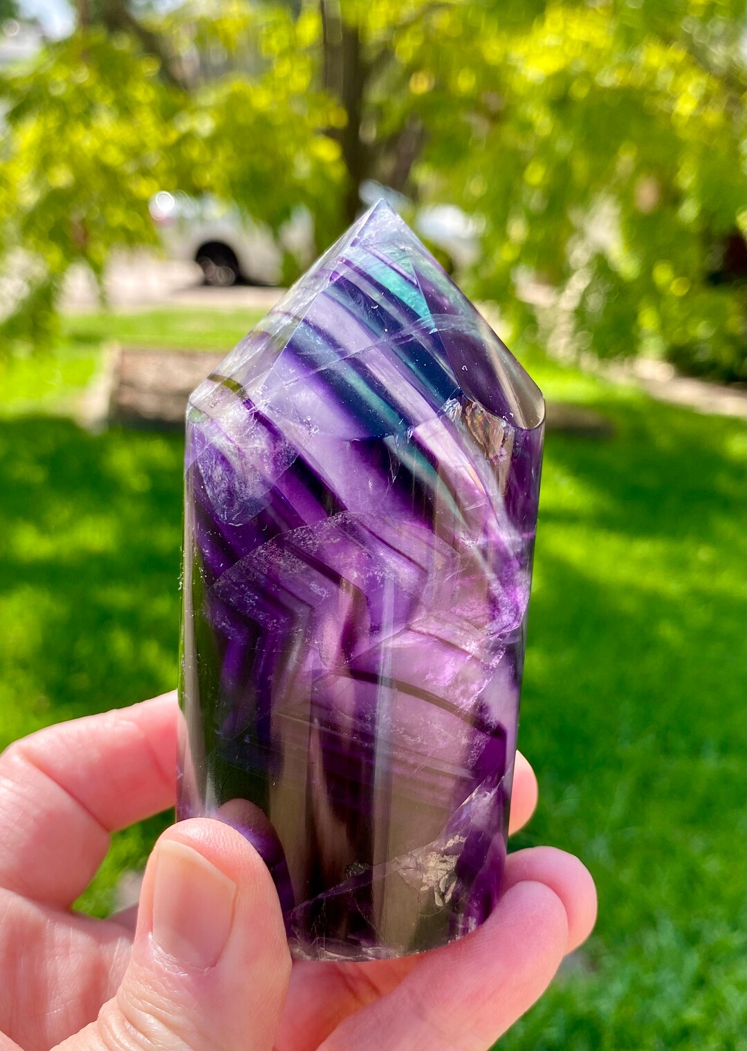 Rainbow Fluorite Cylinder With Rainbows, Intuition,clarity, Chakra ...