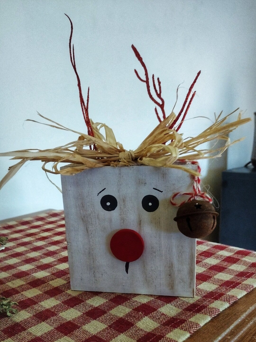 Rustic Wooden Reindeer Block - Etsy