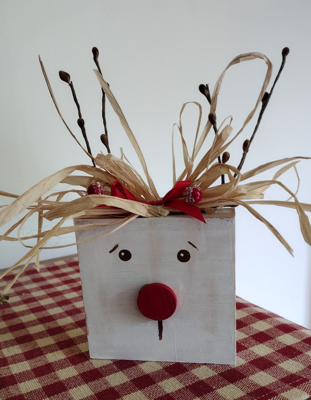 Rustic Wooden Reindeer Block - Etsy