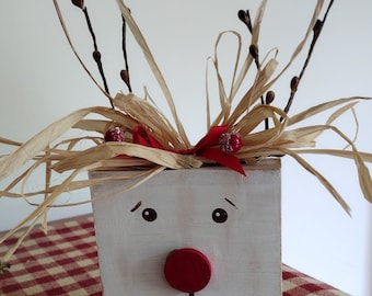 Rustic Wood Block Reindeer/rustic Reindeer/christmas Reindeer/christmas ...
