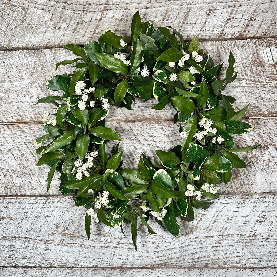 Everyday Greenery Wreath for Front Door, Laurel Leaf Wreath, Rustic ...