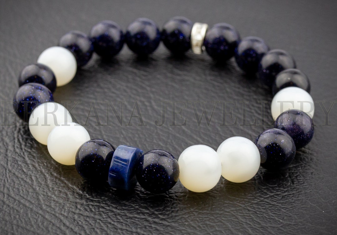 Aventurine Dark Blue Bracelet, Men Bracelet, Woman Bracelet, Agate ...