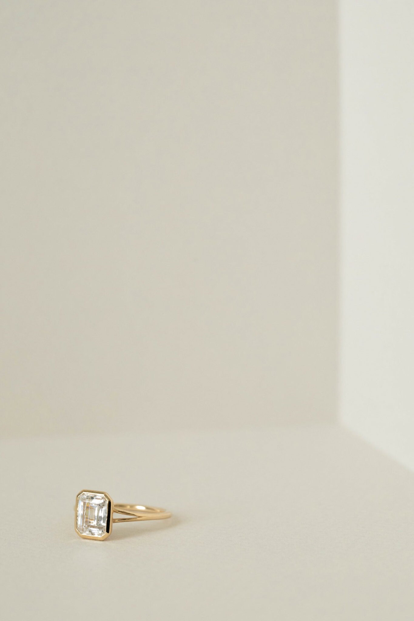 Emerald Cut Bezel Setting Engagement Ring Emerald Moissanite - Etsy