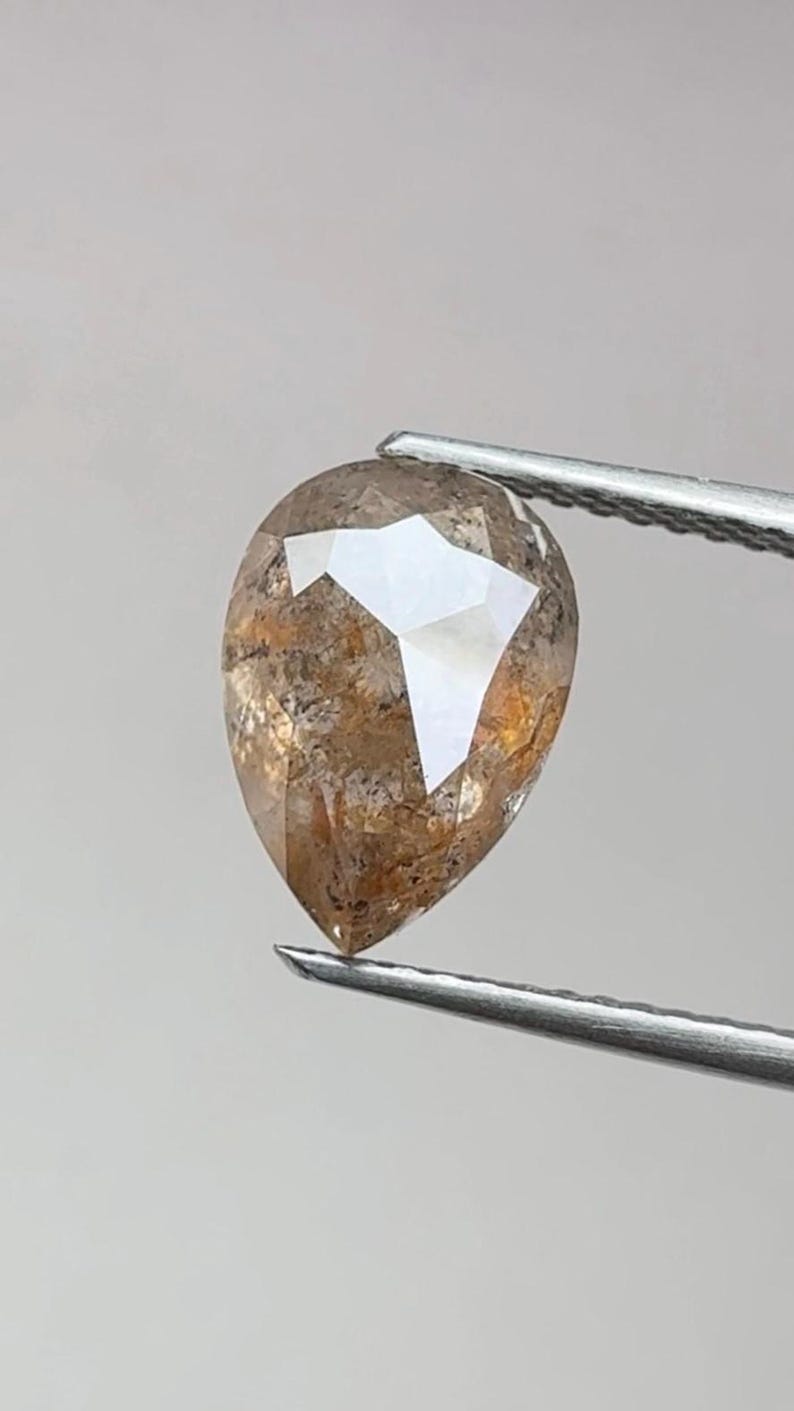2.36 CT Icy Pear Salt and Pepper Diamond: Engagement Ring Stone - Etsy
