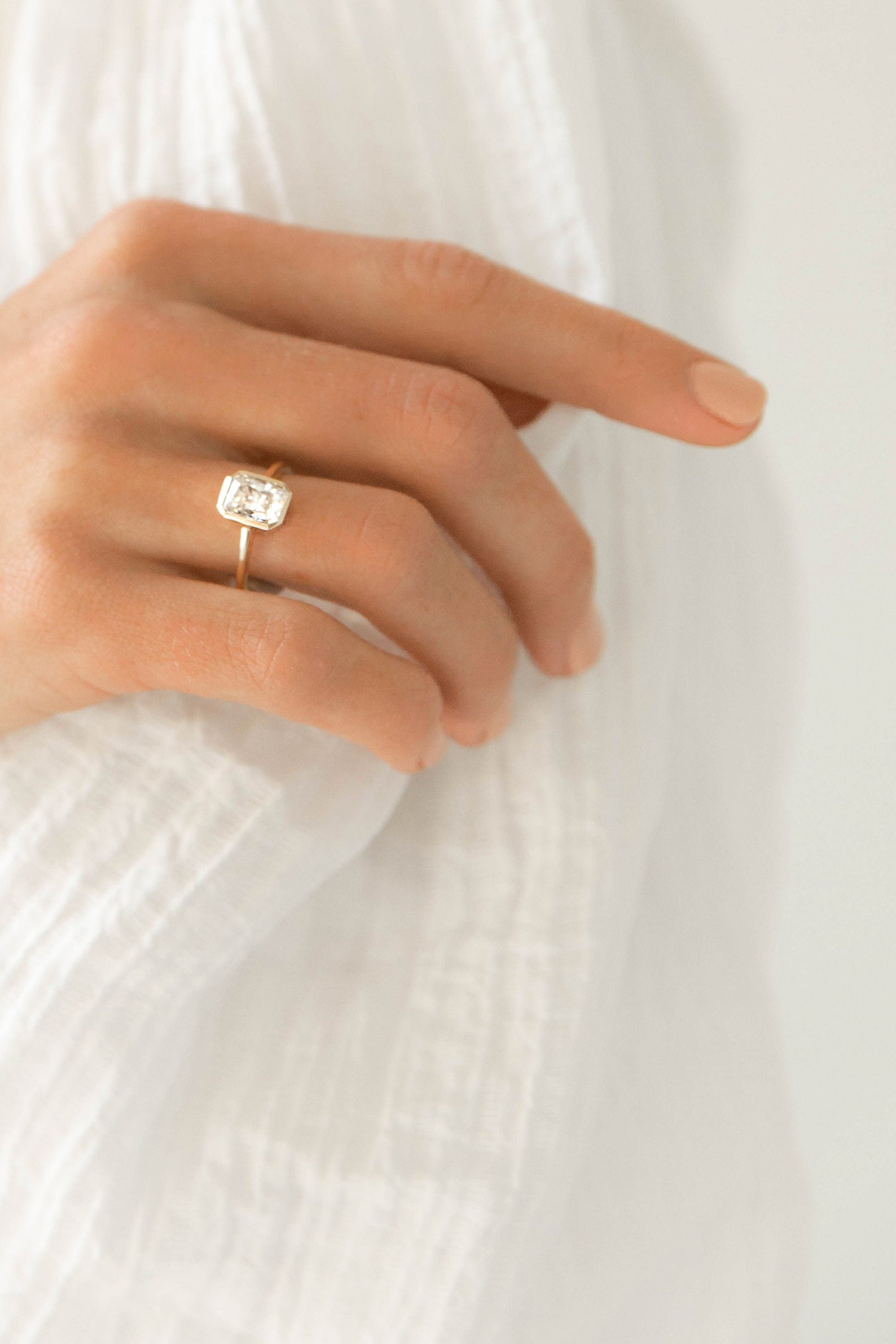 Emerald Cut Bezel Setting Engagement Ring Radiant Cut - Etsy