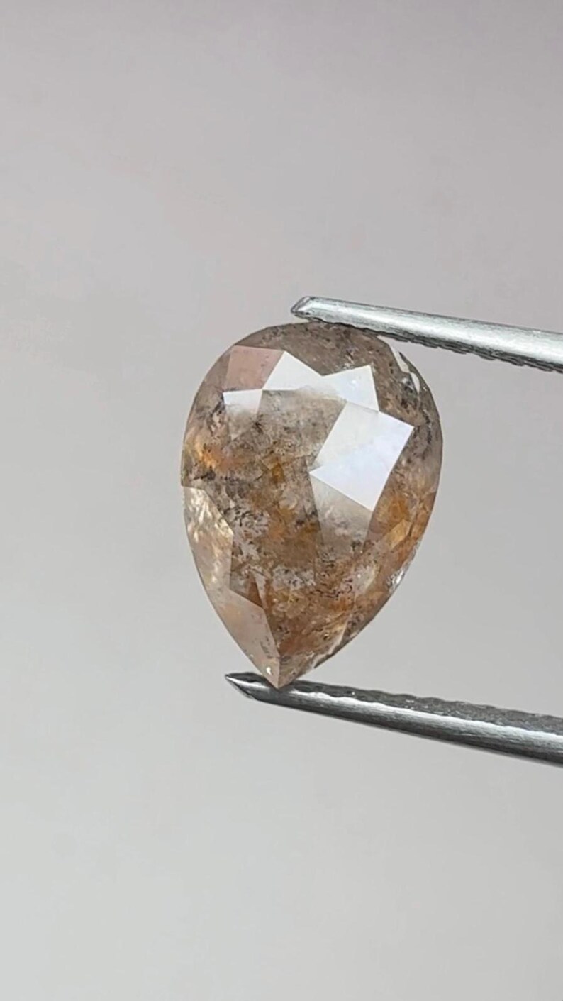 2.36 CT Icy Pear Salt and Pepper Diamond: Engagement Ring Stone - Etsy