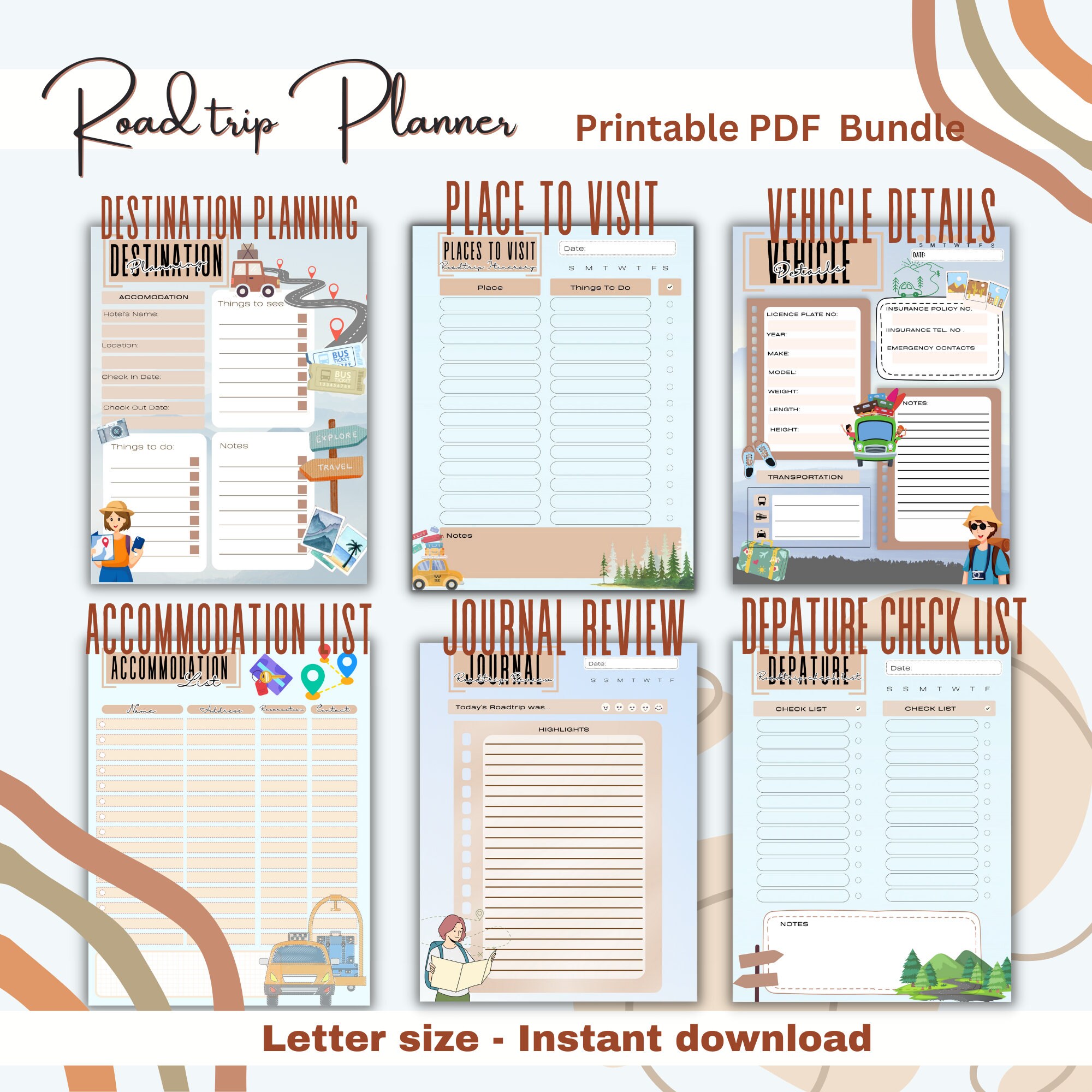 Road Trip Planner, Printable Road Trip Planner Bundle, Family Vacation ...