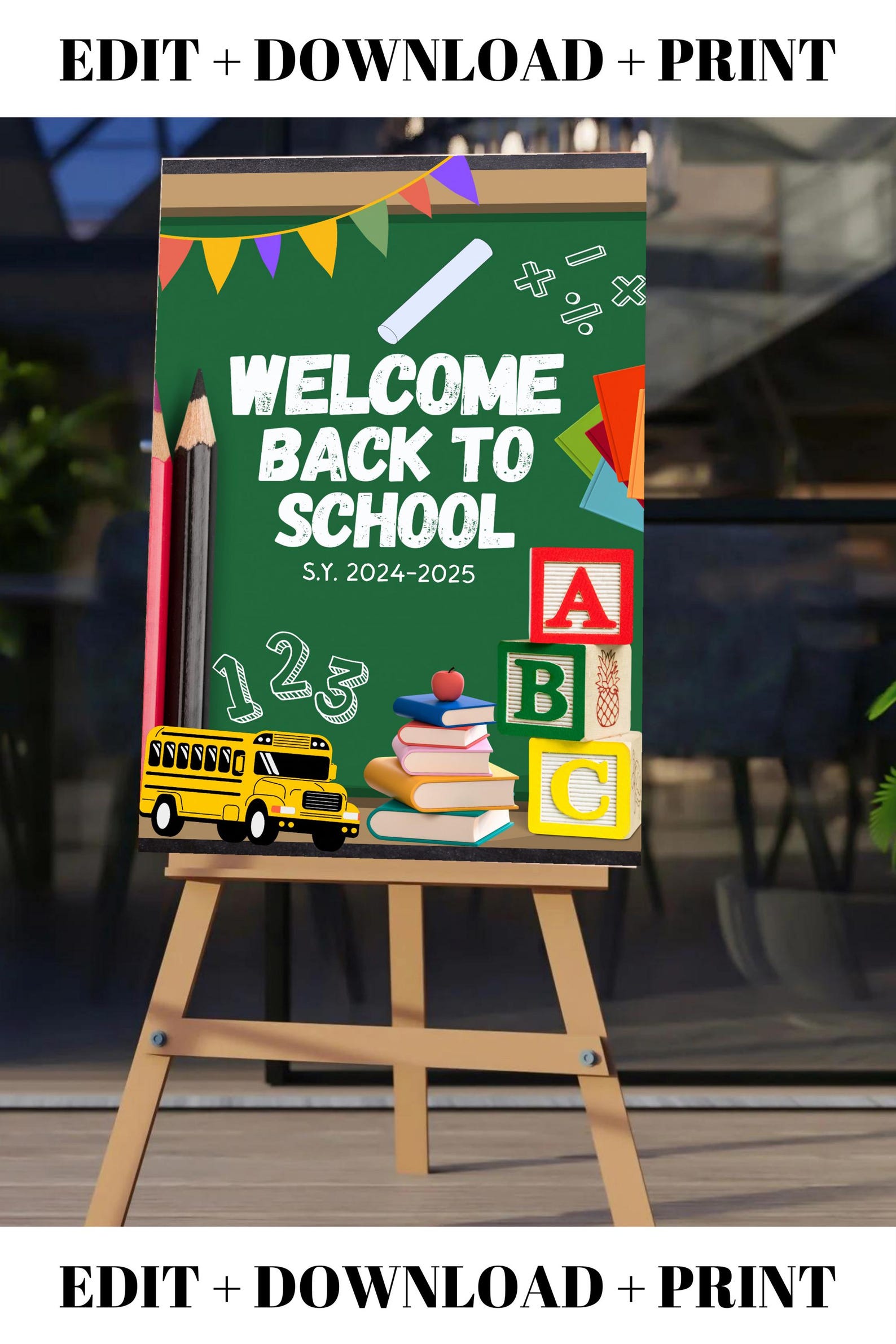 Back-to-school Welcome Sign Editable Digital Download Chalkboard Theme ...