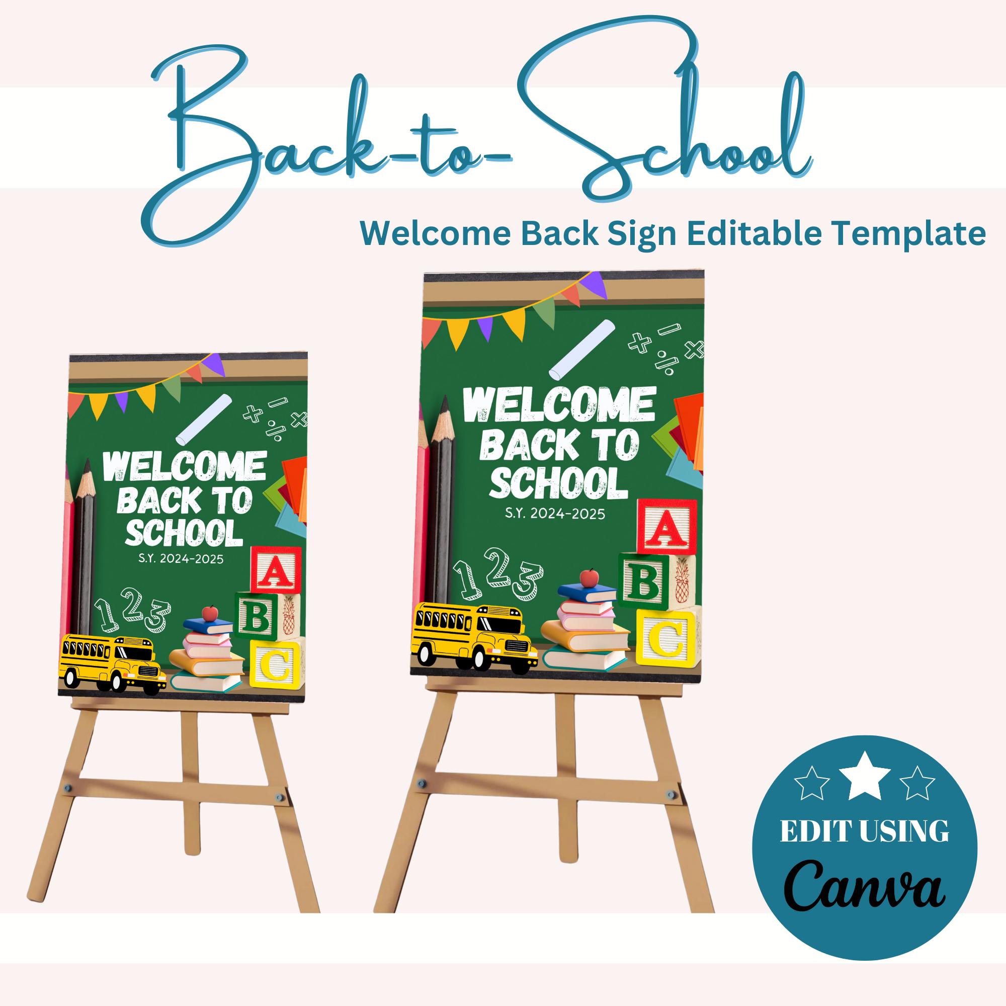Back-to-school Welcome Sign | Editable Digital Download | Chalkboard ...