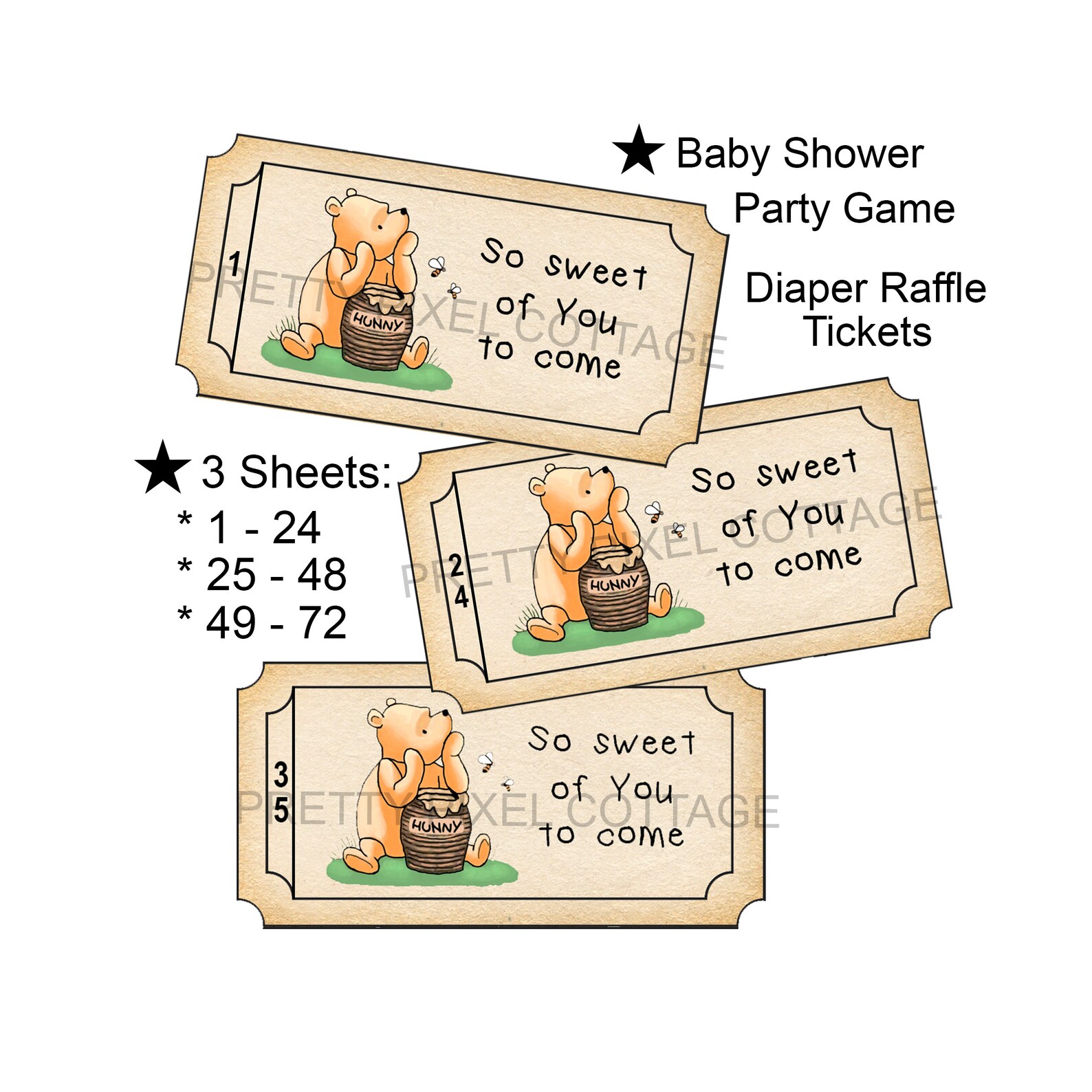 Winnie the Pooh Baby Shower Diaper Raffle Tickets Winnie the - Etsy