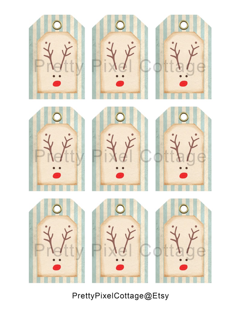 Rudolph the Red Nosed Reindeer Christmas Tags Vintage Style - Etsy