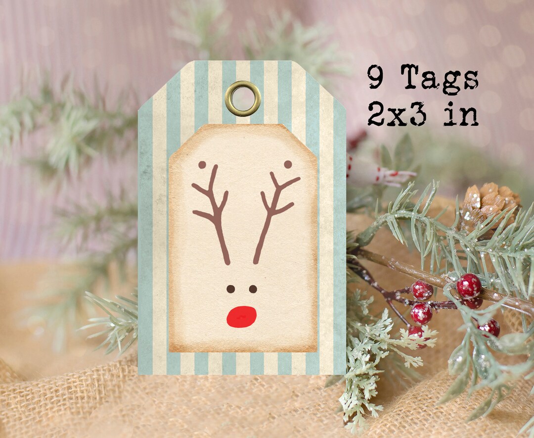 Rudolph the Red Nosed Reindeer, Christmas Tags, Vintage Style ...