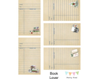 Vintage Rose Library Cards & Pockets Printable Journal - Etsy