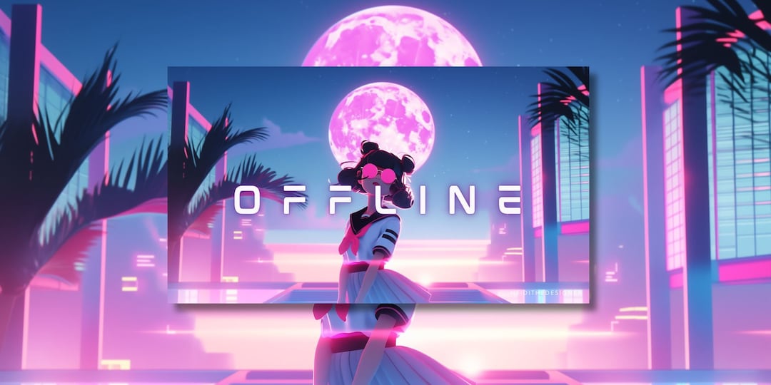 Twitch and Kick Offline Banner Pack (80's Aesthetic) Cherry Girl ...