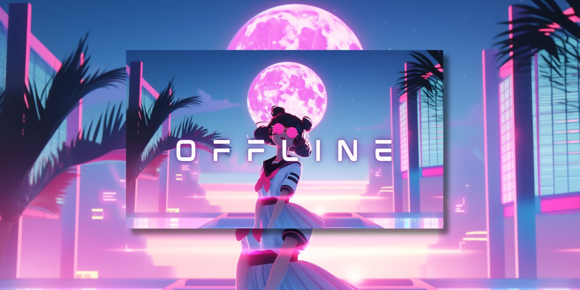 Twitch and Kick Offline Banner Pack (80's Aesthetic) Cherry Girl ...