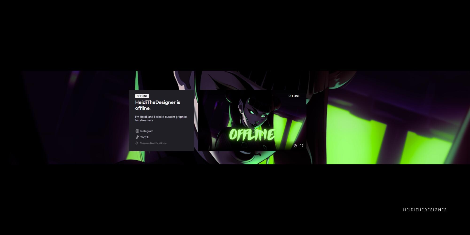 Twitch and Kick Offline Banner Pack (scary Aesthetic) Green Vamp ...