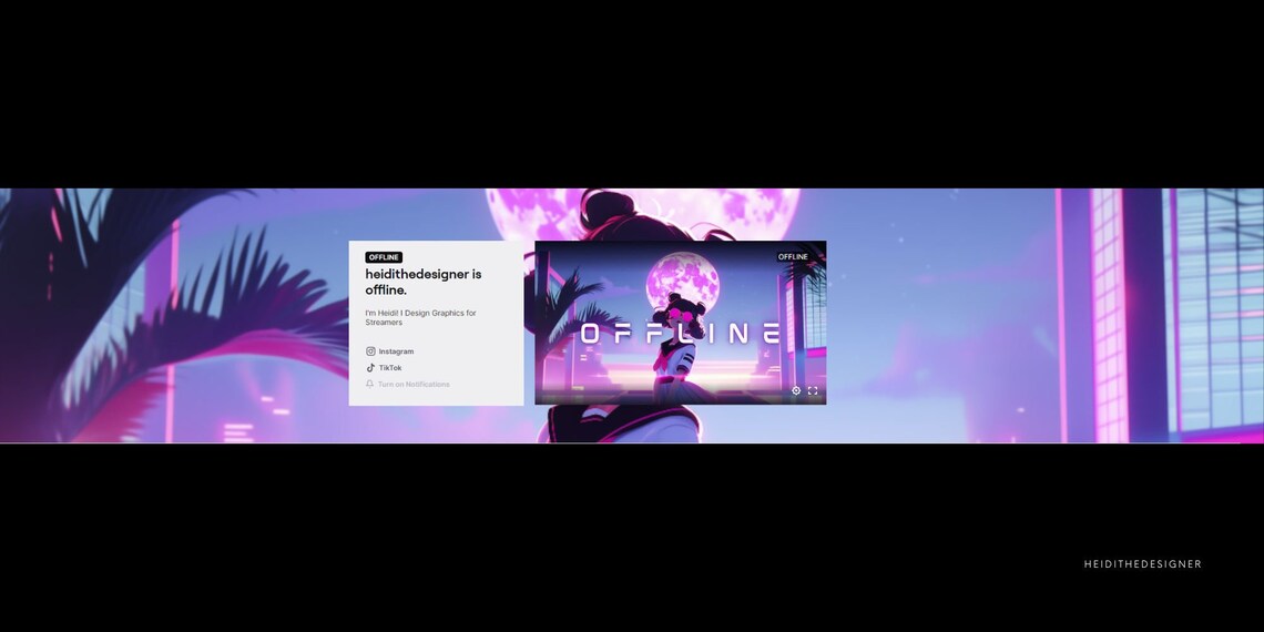 Twitch and Kick Offline Banner Pack (80's Aesthetic) Cherry Girl ...