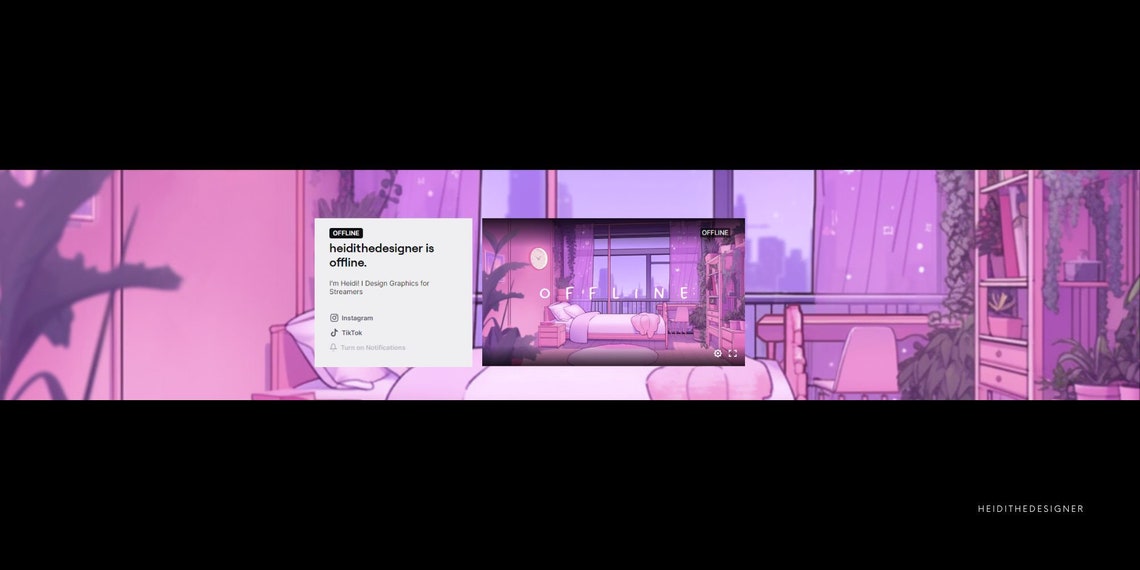 Sunset Studio Lofi Twitch and Kick Banner Set - Twitch Offline Banner ...