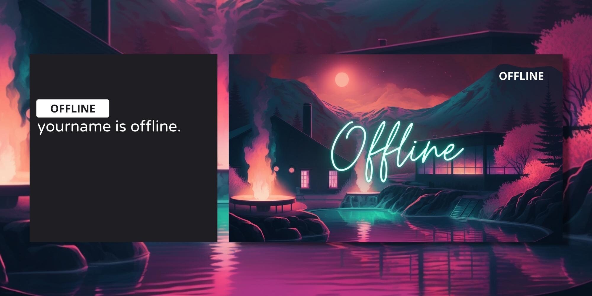 Twitch Offline Package Lofi Twitch Panels, Twitch, Twitch Banner, Neon ...