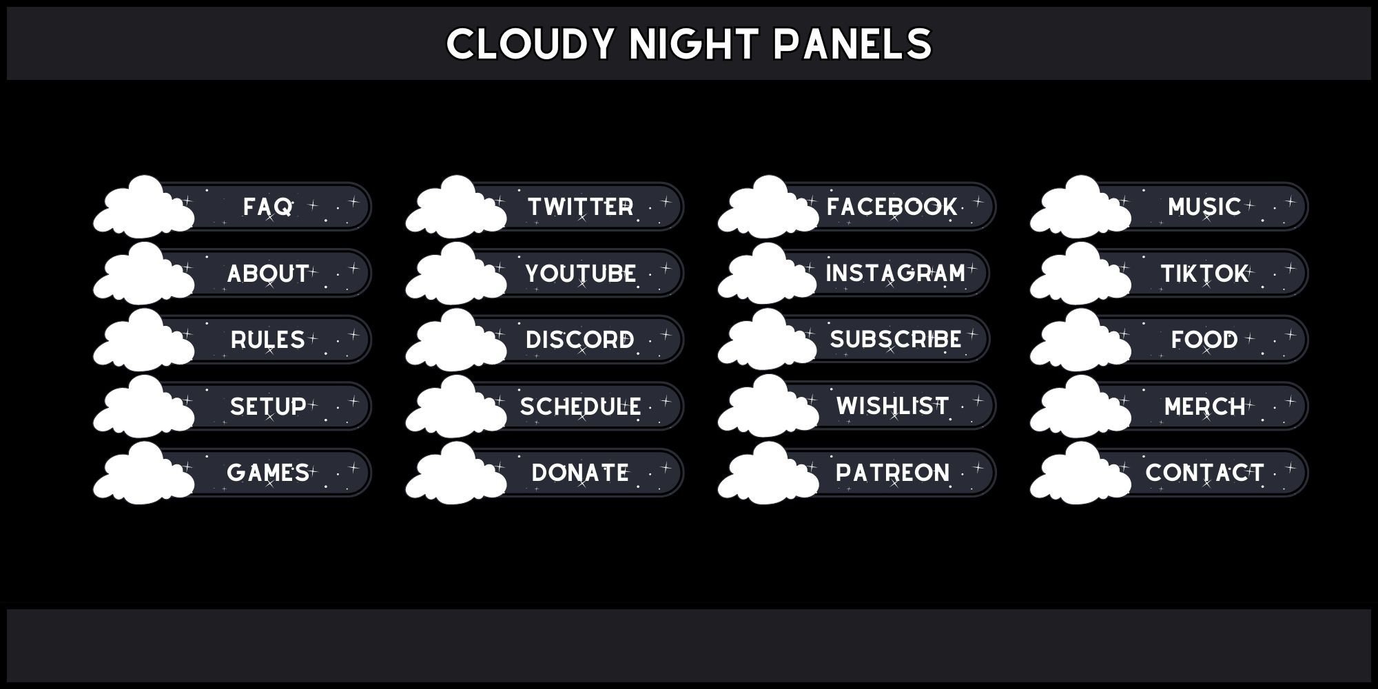 Twitch Panels Cloudy Night Panels Panels for Twitch Stream - Etsy