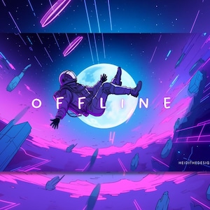 Twitch and Kick Offline Banner Pack (lofi Aesthetic): Falling Astronaut ...