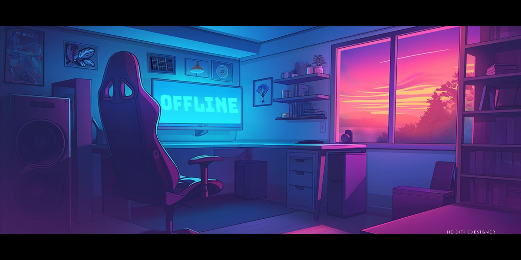 Twitch and Kick Background Banner Pack (lofi Aesthetic): Lofi Office 2. ...