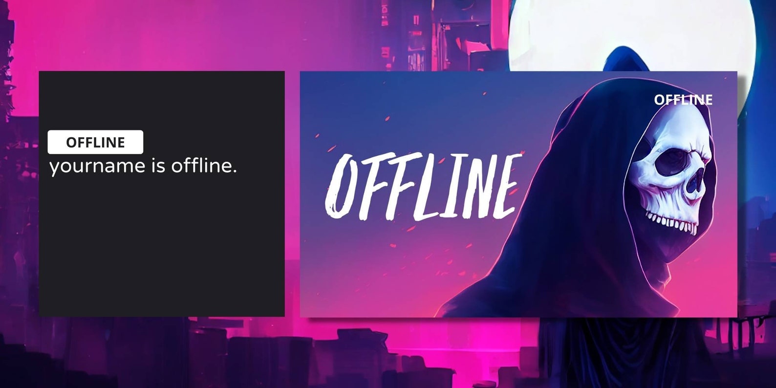 Neon Grim Reaper Twitch Package | Skull Banner & Panels - Etsy