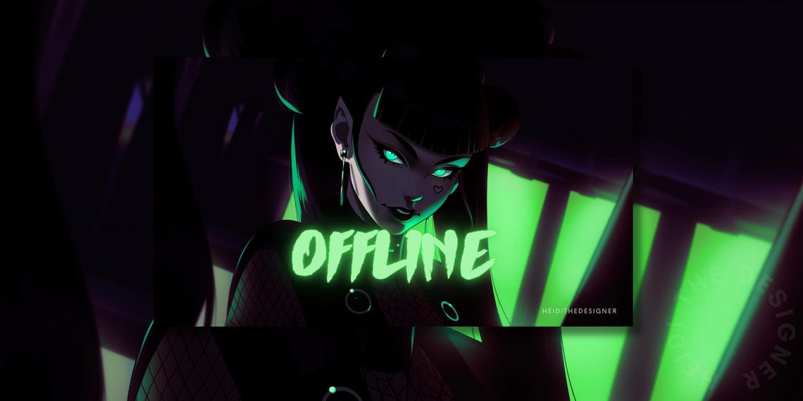 Twitch and Kick Offline Banner Pack (scary Aesthetic) Green Vamp ...