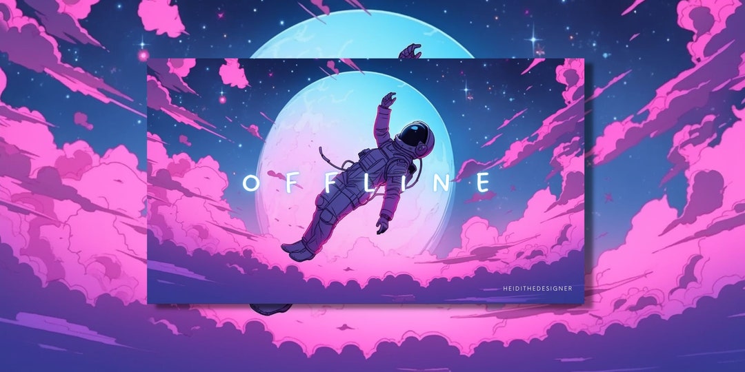 Twitch and Kick Offline Banner Pack lofi Aesthetic: Floating Astronaut ...