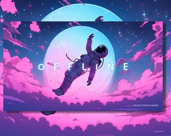 Twitch and Kick Offline Banner Pack lofi Aesthetic: Falling Astronaut ...