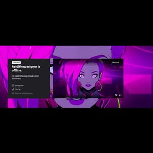 Cyberpunk Streamer Banner Pack: Purple Pink, Twitch & Kick (PNG) - Etsy