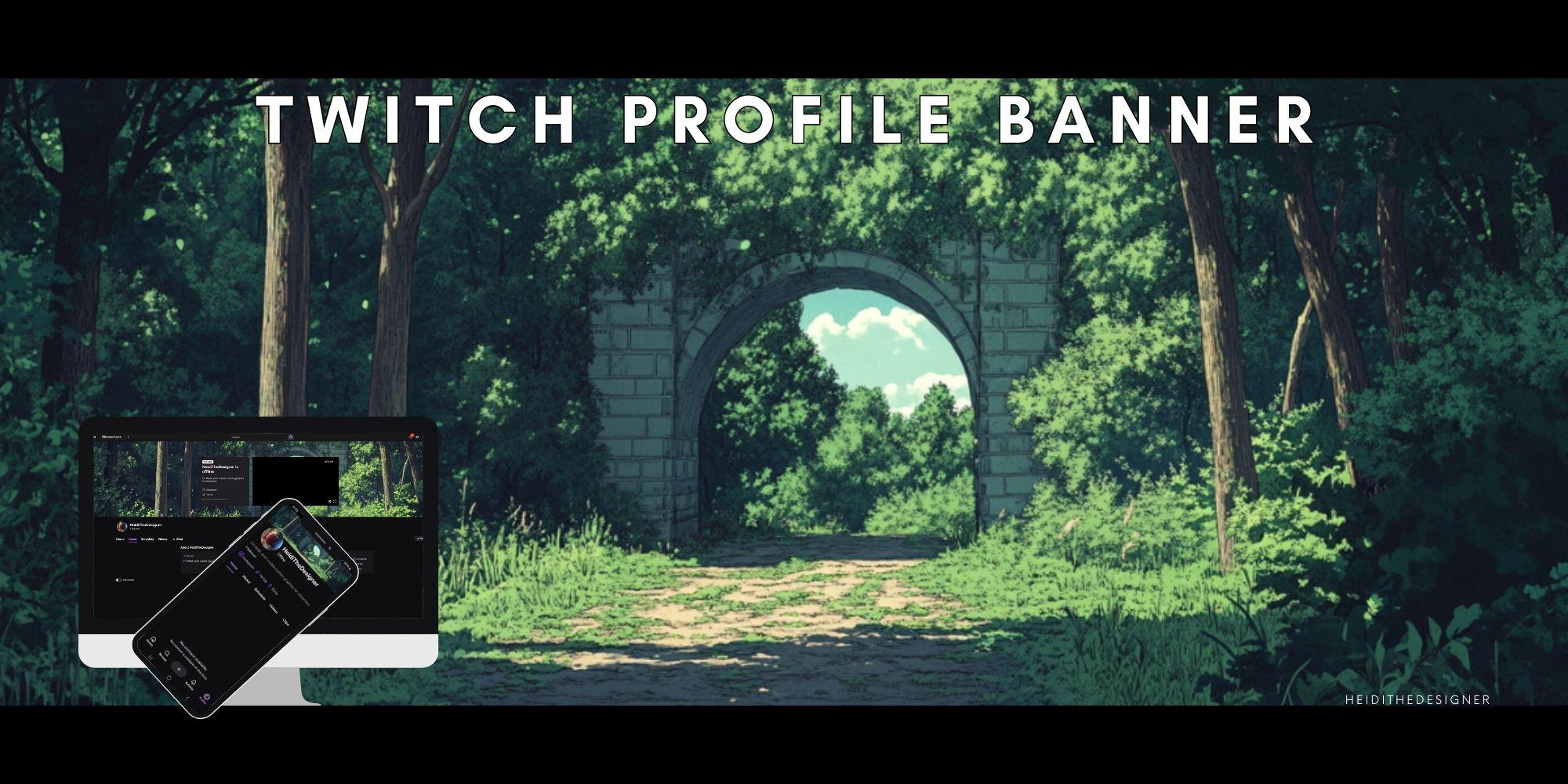 Forest Twitch Banner, Stone Arch Banner, Rustic Stream Design, Custom ...