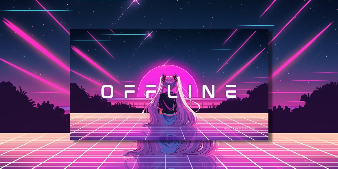 Twitch and Kick Offline Banner Pack 80's Aesthetic Twin Tails Twitch ...