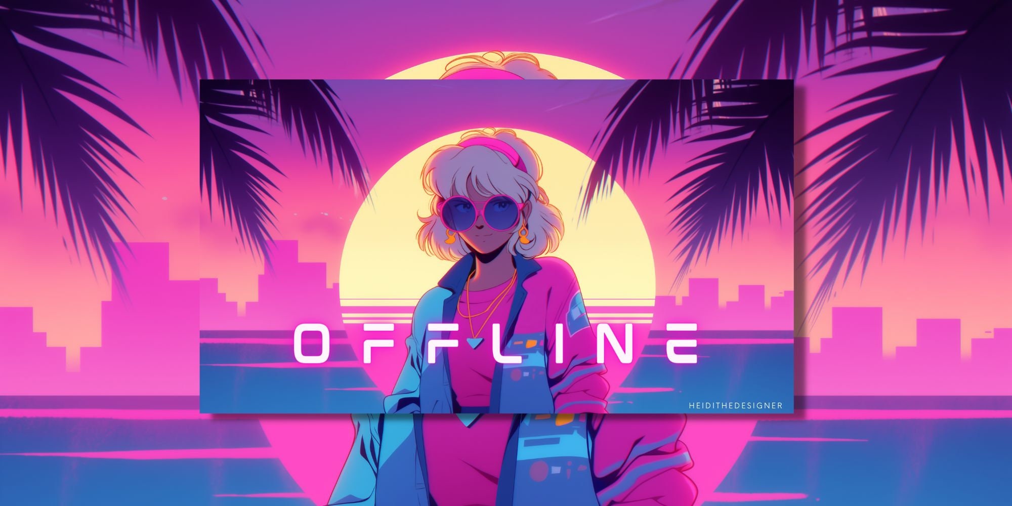 Twitch and Kick Offline Banner Pack (80's Aesthetic): Amy - Twitch ...
