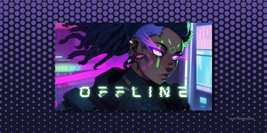 Twitch Offline Banner: Cyberpunk Girl, Neon Design (PNG) - Etsy