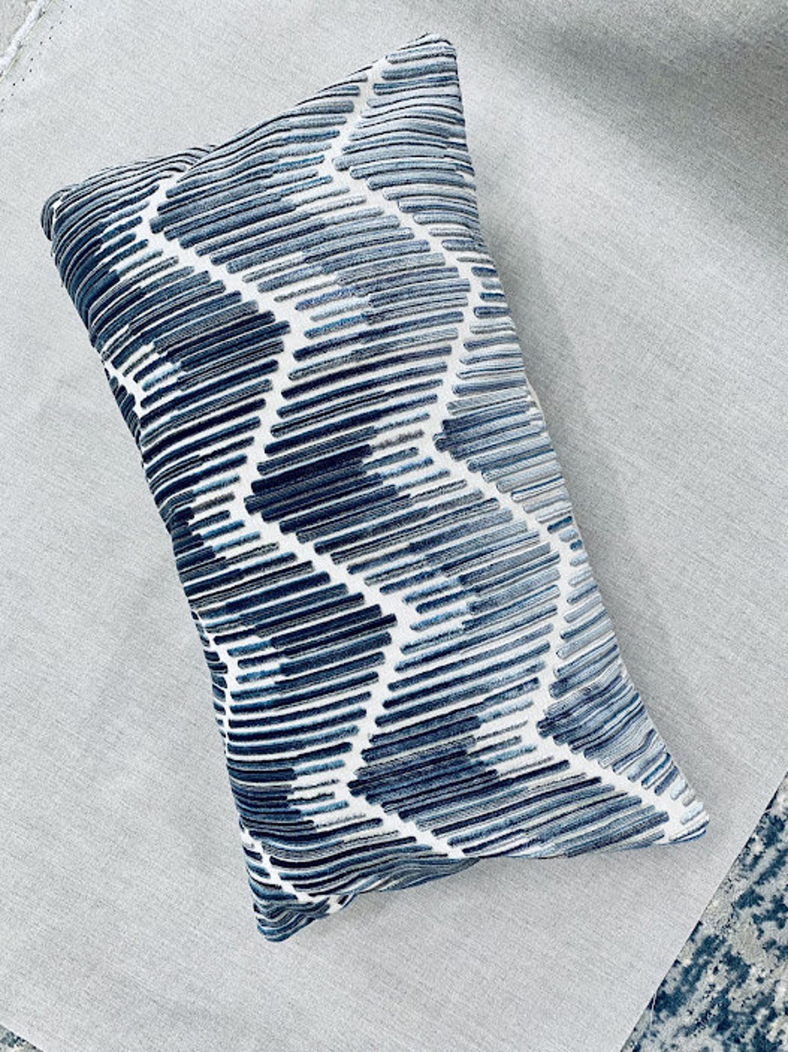 Blue Velvet Luxury Throw Pillow Cover- Flame Stitch Chevron Pillow ...