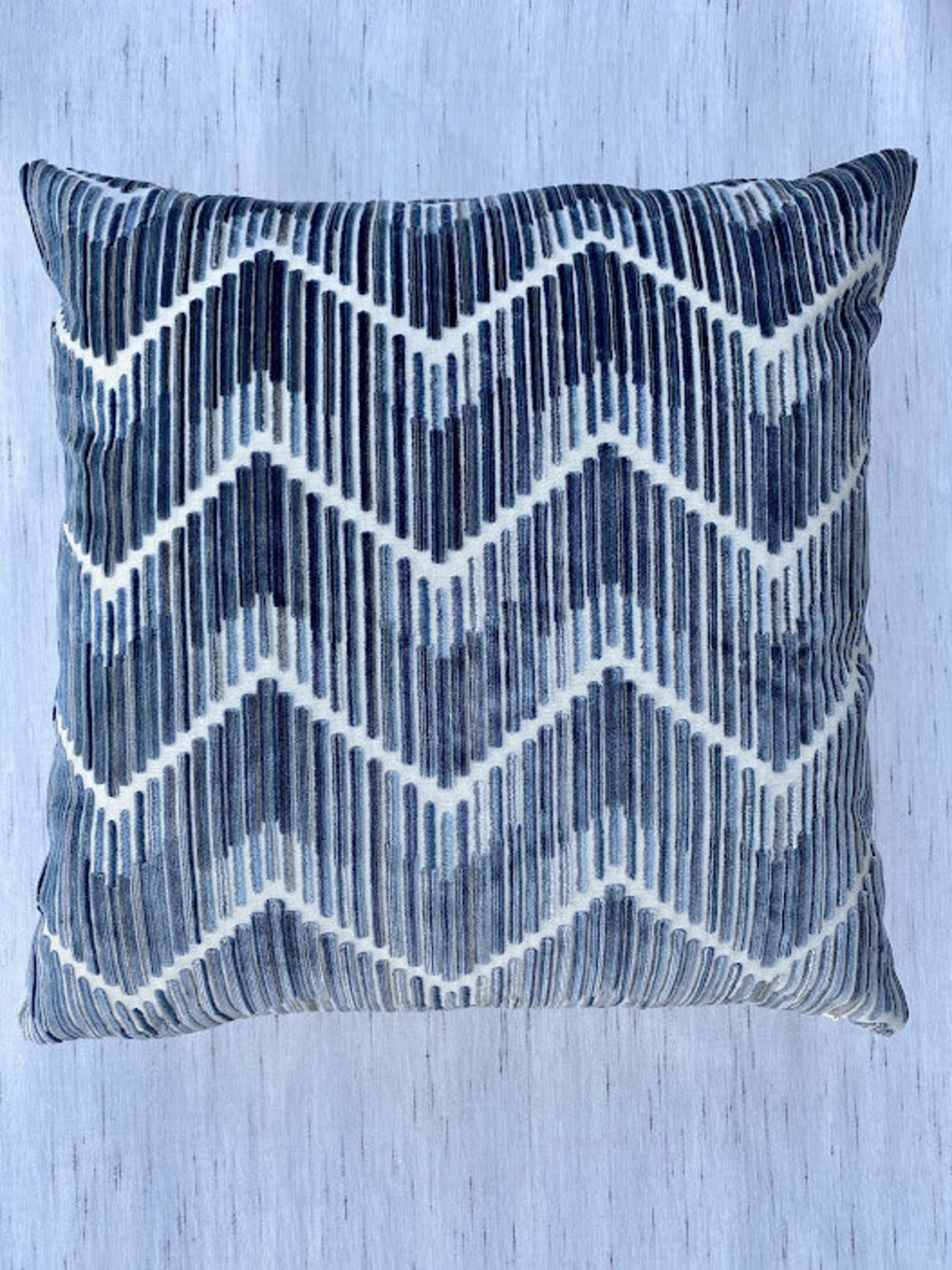 Blue Velvet Luxury Throw Pillow Cover- Flame Stitch Chevron Pillow ...