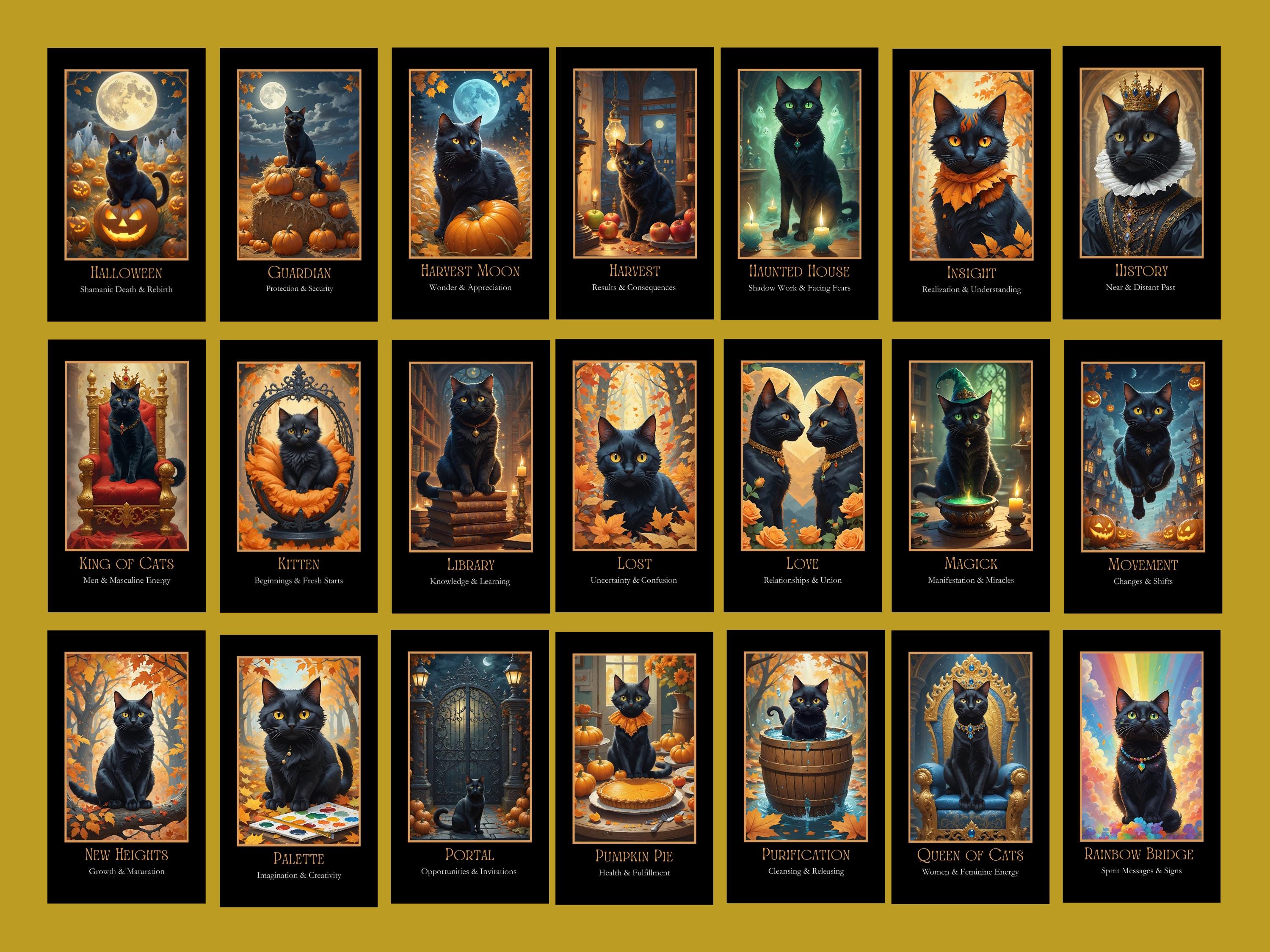 Whimsical Black Cats of Autumn Oracle Card Deck 53 Card Deck Cat Oracle ...