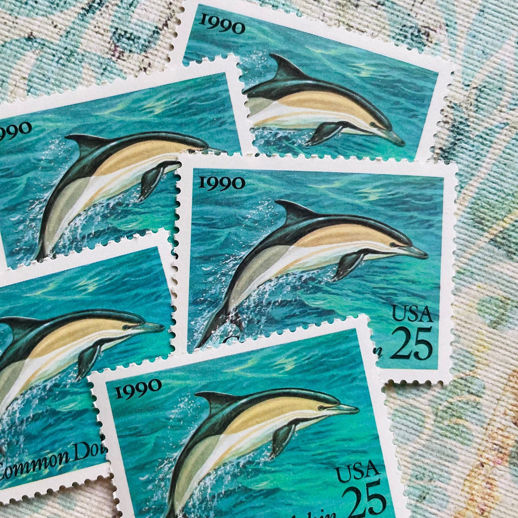 5 Dolphin 25 Cent Vintage Postage Stamps. Sea Creatures Sea - Etsy