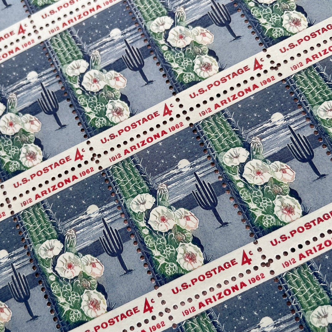 10 Arizona Statehood 4 Cent Vintage Postage Stamps. Cactus, Saguaro ...