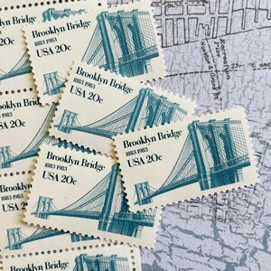 5 Brooklyn Bridge 20 Cent Vintage Postage Stamps. New York City ...