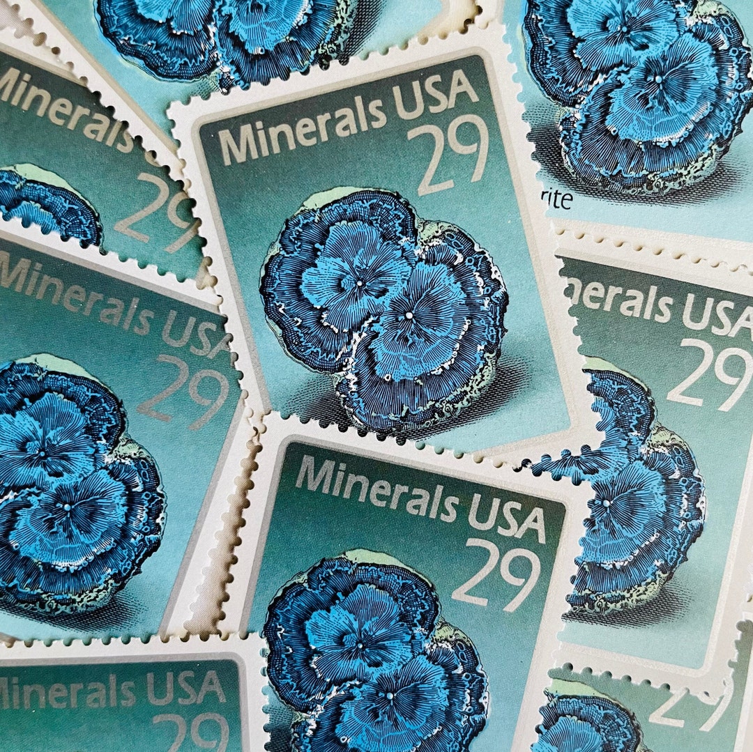 5 Minerals: Azurite 29 Cent Vintage Postage Stamps. Wedding Postage ...