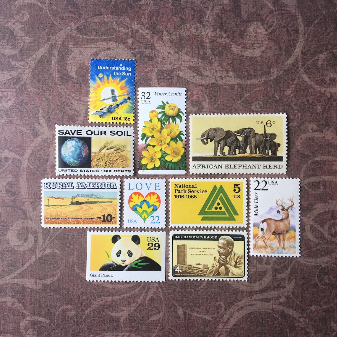 Unique Vintage Postage Stamps. Grab Bag of Ten 10 Yellow - Etsy UK