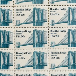 5 Brooklyn Bridge 20 Cent Vintage Postage Stamps. New York City ...