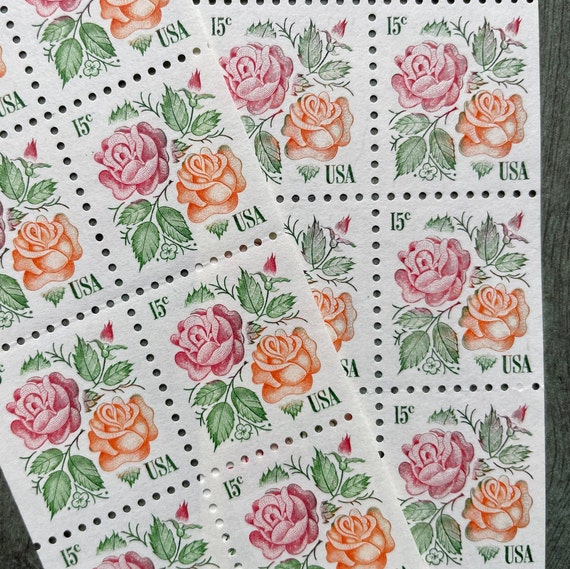 10 Medallion Roses 15 Cent Vintage Postage Stamps. Red and - Etsy